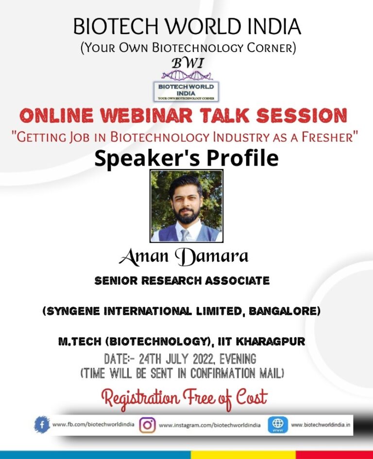 Upcoming Webinars/Talk Sessions - BIOTECH WORLD INDIA