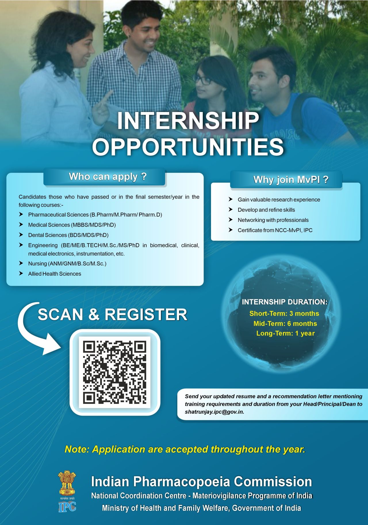 Materiovigilance Programme of India (MvPI) Internship Programme 2025 ...